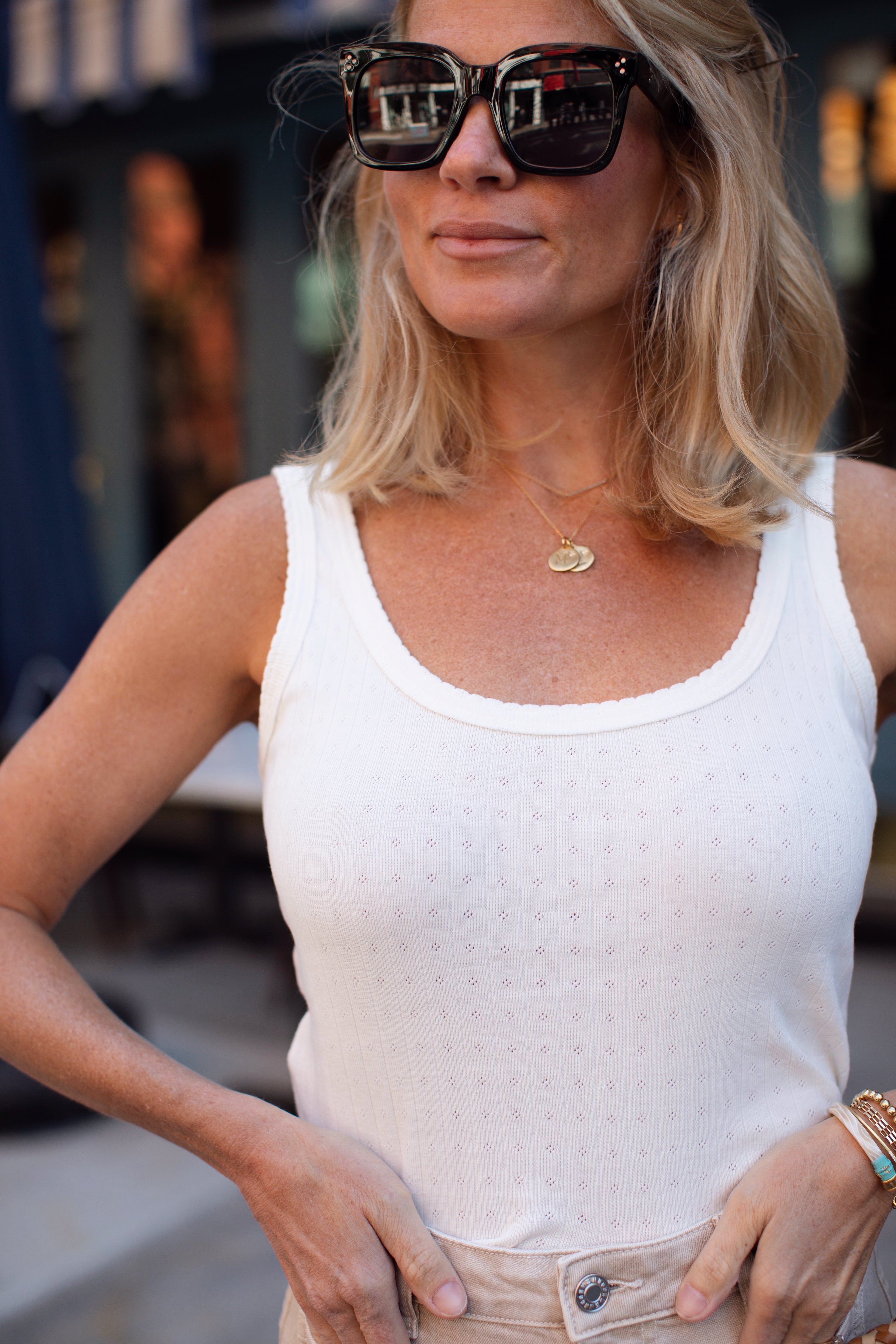 Pointelle Tank - White – Marea by Liz Joy